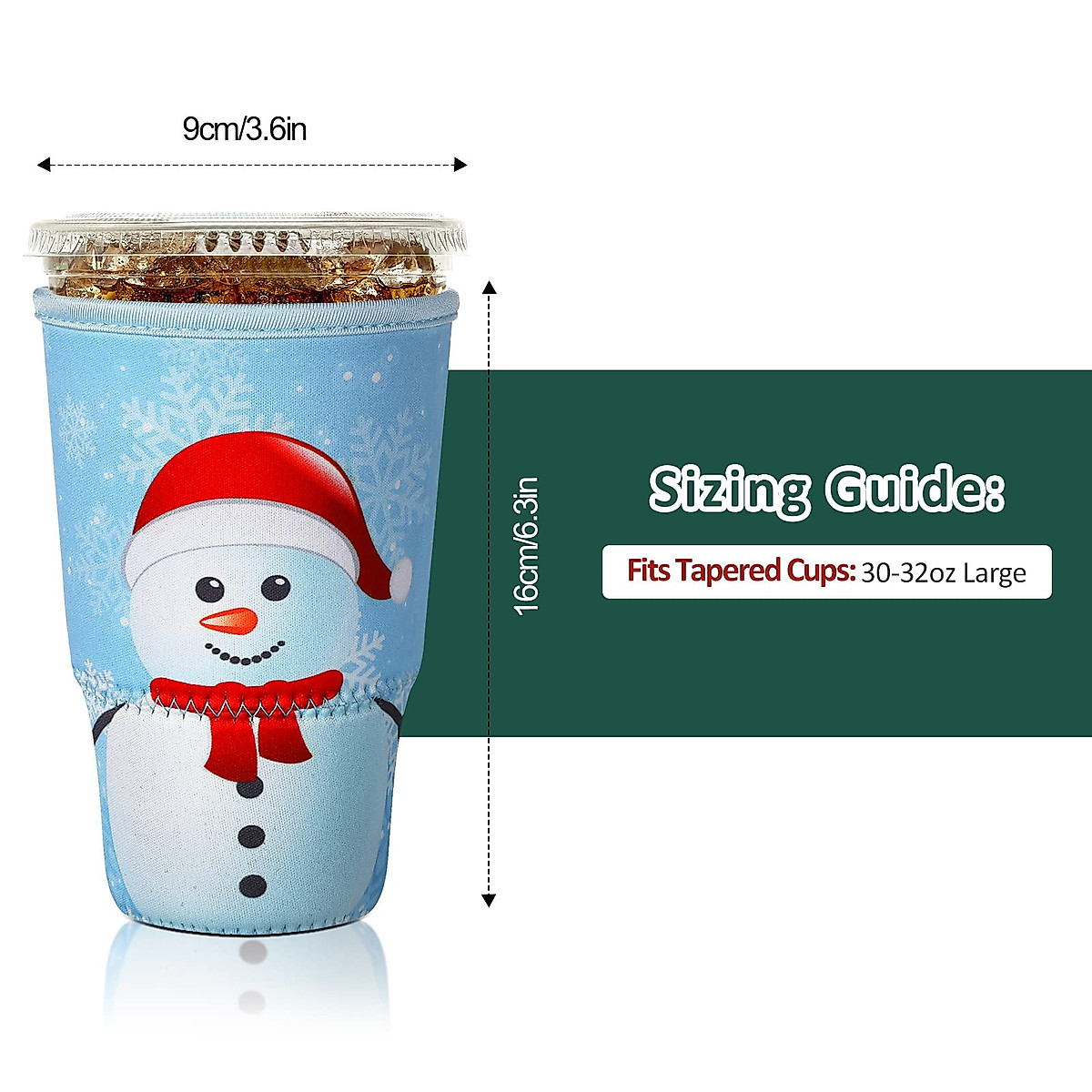 Patelai 4 Pieces Christmas Reusable Coffee Sleeve Cup Insulator for 30-32 oz Cold Drinks Beverages and Holder for Most Coffee