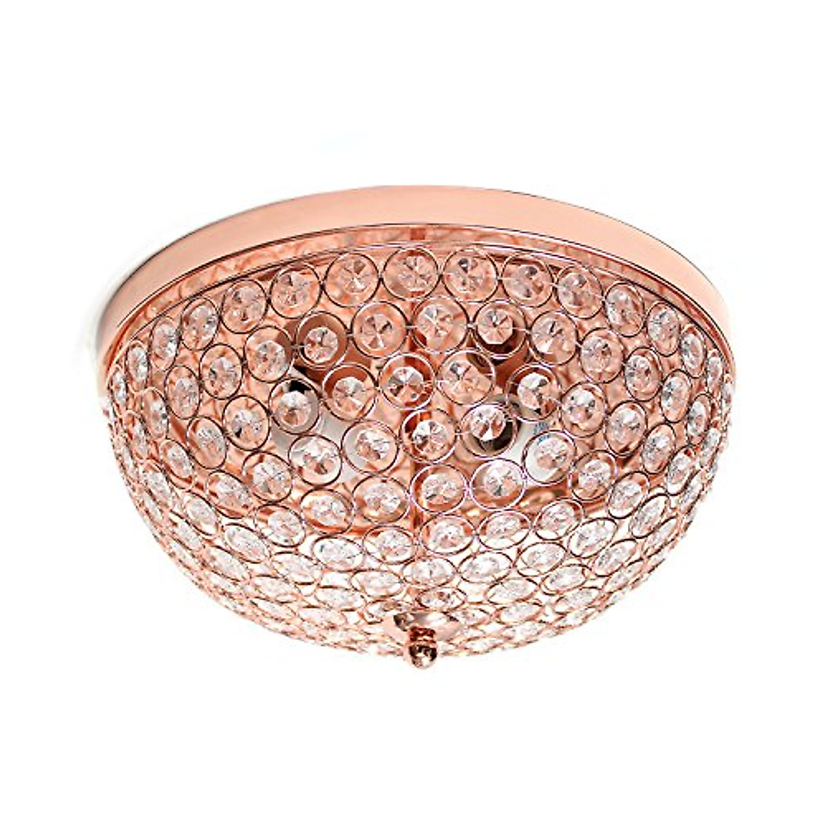 Elegant Designs FM1000-RGD 2 Light Elipse Crystal Flush Mount Ceiling Light, Rose Gold