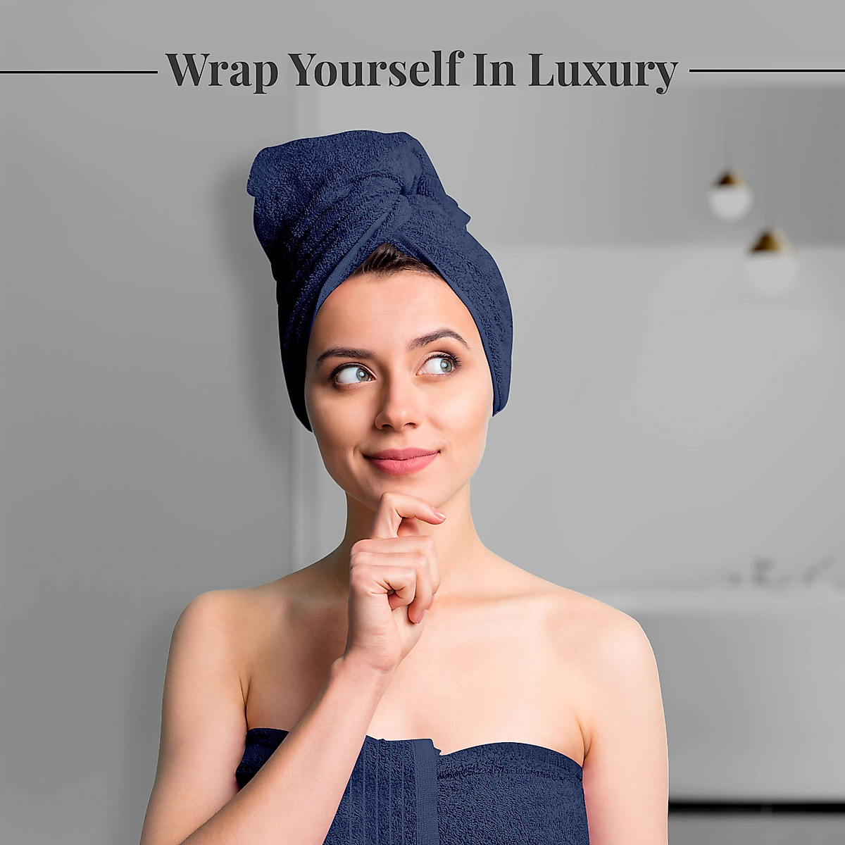 Tens Towels Large Bath Towels, 100% Cotton, 30 x 60 Inches Extra Large Bath Towels, Lighter Weight, Quicker to Dry, Super Absorbent, Perfect Bathroom Towels (Pack of 4, Navy)