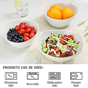 Yedio Salad Bowls Set, 40 Ounces Porcelain Serving Bowls for Kitchen, Large White Bowls for Soup, Oatmeal, Pasta, Snacks, Set of 2, Microwave Dishwasher Safe