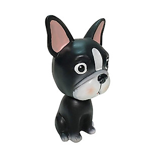 KEYUM Bobbleheads Dog Bulldog, Cute Car Dashboard Bobble Head Boston Terrier Decoration, Animal Resin Ornament Puppy Shaking Head Toys for Car Vehicle Automobile Decor