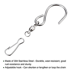 YOKIVE 12 Pcs Swivel Hooks Clips, Stainless Steel 360 Degree Rotating S Shape Hook, Great for Lantern, Ornament (Black, 2.95-Inch)