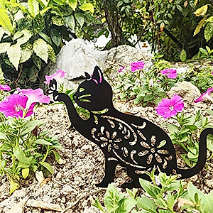 FASHAJI Cat Garden Decor, Metal Cat for Kitchen Outdoor, Yard Art Metal Cat Sculpture for Backyard Farm Patio Yard Lawn Home Decorations