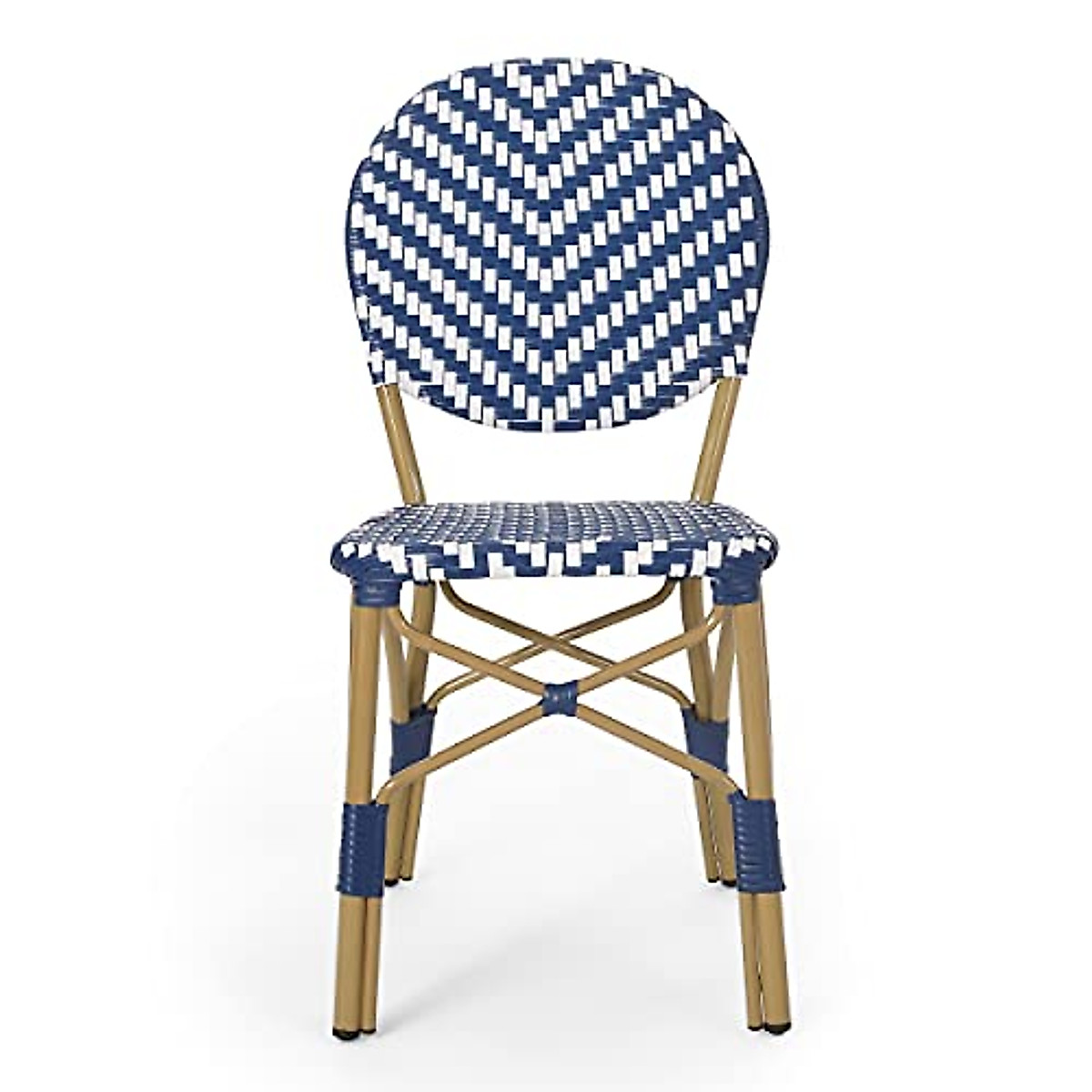 Christopher Knight Home Picardy Bistro Set, Navy Blue + White + Bamboo