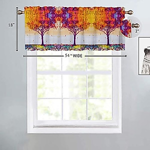 Brebasf Oil Painting Style Tree Valances for Kitchen,Abstract Watercolor Autumn Forest Tree Falling Leaves Valances Rod Pocket Window Treatment for Bathroom Living Room Bedroom 54x18inch,1Pcs