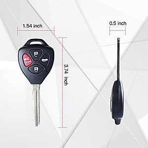 Keyless Entry Remote Control Key Fob Uncut Blade Fit for 2007 2008 2009 2010 Toyota Camry LE FCCID: HYQ12BBY 4D67 Chip 314.4Mhz Set of 2