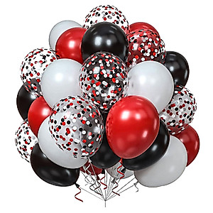 Red Black White Balloons and Black Red Confetti Balloons for Wedding Bridal Shower Birthday Baby Shower Party Decoration