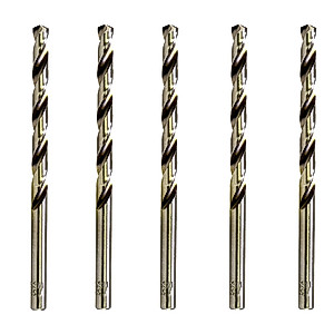 MAXTOOL 5/32" 5pcs Identical Jobber Length Drills HSS M2 Twist Drill Bits Fully Ground Bright Straight Shank Drills; JBF02W13R10P5