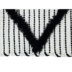 SISOSU Stripes Cotton Area Rug - Braided Black Carpets Suitable for Living Room, Bedroom, Dining Room, Home Décor - Handcrafted Traditional Rugs - Non-Skid - 4’ x 6’ - White & Black