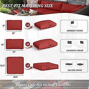 14 Pcs Outdoor Cushion Covers Patio Cushion Slipcovers Replacement Splash Proof with Zipper for Outdoor Furniture, Patio Sofa Couch 3 Sizes, Covers Only