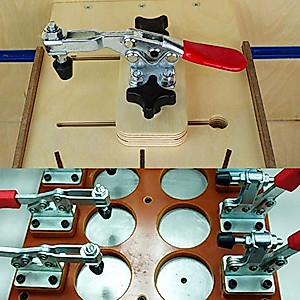 AConnet Adjustable Toggle Clamp 12 Pack 201-B Style Quick Release Toggle Latch Hold Down Clamp Antiskid Red Horizontal Clamp 360Lbs Holding Capacity Quick Release Woodworking Tool