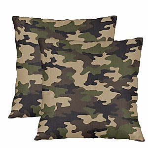 DOHOATU Pillow Covers 16x16 Set of 2, Camouflage Green Decorative Throw Pillow Covers Camo Print Pillowcase Farmhouse Cushion Cases for Sofa Couch Outdoor Home Decorations