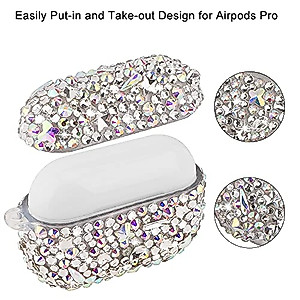 Luxurious Rhinestone AirPods Pro Case, Protective Bling Diamonds AirPod Charging Protective Case Cover for Apple I10/I12 TWS (Art Silver Pro)