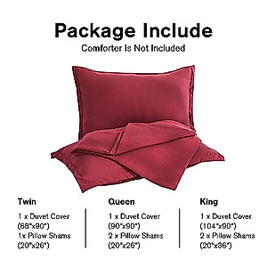 Plushii Duvet Cover Twin Size Set - 1 Duvet Cover with 1 Pillow Shams - 2 Pieces Comforter Cover with Zipper Closure - Ultra Soft Brushed Microfiber, Red