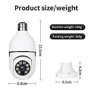 ufehgfjh E27 Light Bulb Camera with Memory Card 2.4GHz WiFi Outdoor, HD 1080P Camera Securi-ty Camera 2-Way Audio, 360° Home Warehouse Cameras, Full Color Day & Night (16G Memory Card)