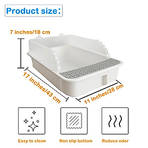 MUYG Open Cat Litter Box with High Side,Heightening Anti-Splashing Cats Litter Pan,Kitten Toilet with Litter Sifting Scoop,Semi-Enclosed Removable Kittens Litter for Boxes Easy to Clean No Odor