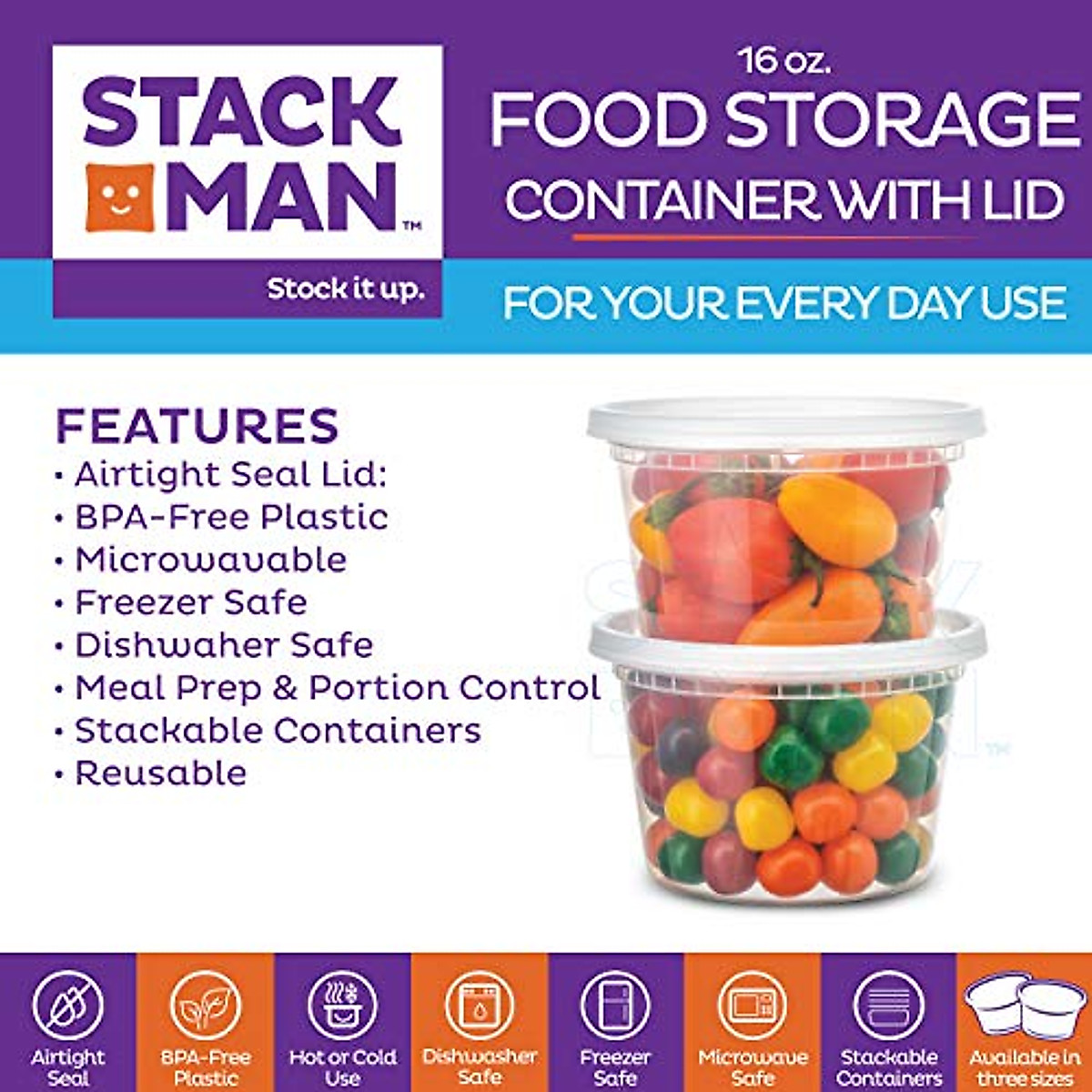 [48 Sets -16 oz.] Plastic Deli Food Storage Containers with Airtight Lids - Soup Containers with Lids