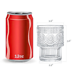 Kingrol Drinking Glasses Set of 8, 6.5 Ounces Stackbale Water Glasses, Vintage Glassware for Cocktail, Whiskey, Juice, Iced Coffee, Iced Tea, Bar Accessories