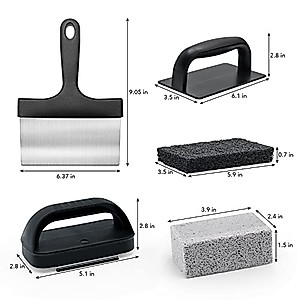 Griddle Cleaning Kit for Blackstone, Flat Top Grill Cleaning Kit with Grill Stone, Griddle Scraper & Griddle Brush Easy to Remove Stain