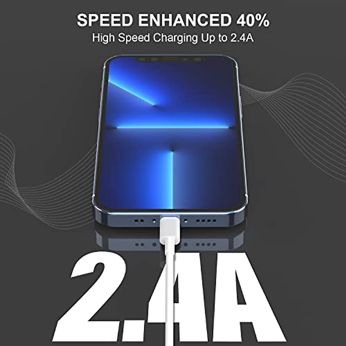 6 ft iPhone Charger 3pack, [Apple MFi Certified] USB to Lightning Cable 6ft, iPhone Charger Cord 6 Foot, 6 Feet Super Fast Apple Charging Cable for iPhone 14/13/12/11/Pro/13 Max/X/XS/XR/XS Max/8/7/XS