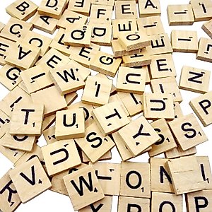 Sunnyglade 500PCS Wood Letter Tiles/Wooden Scrabble Tiles A-Z Capital Letters for Crafts, Pendants, Spelling