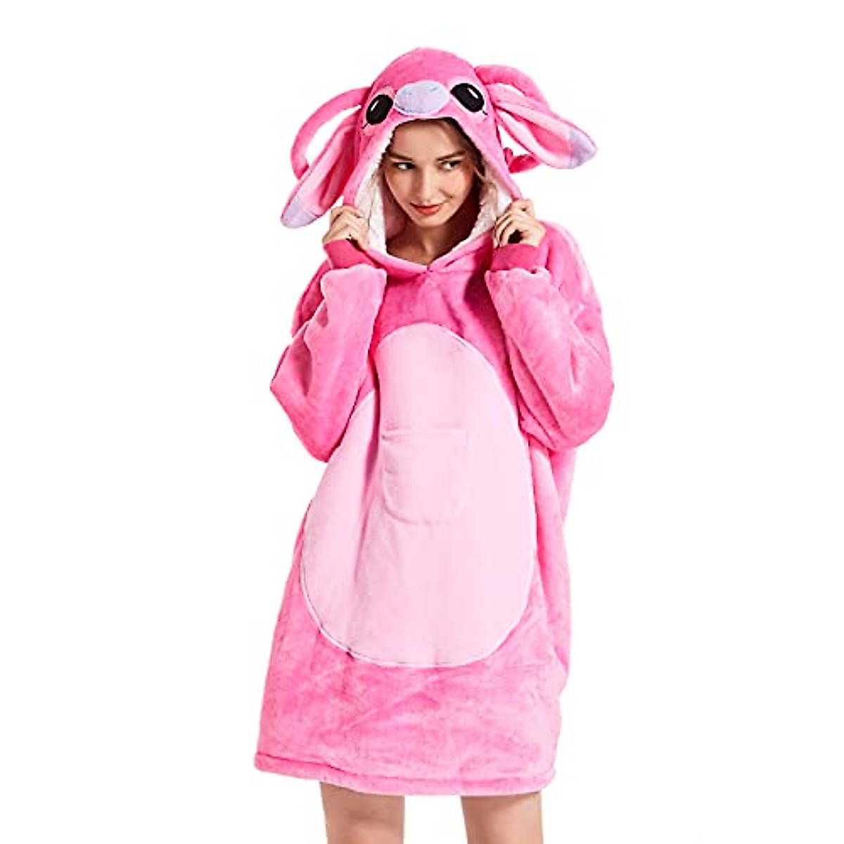 Oversized Hoodie Blanket For Women Animal Sweatshirt hooded for Adults Wearable Blanket with Front Pocket Pouch(One Size)