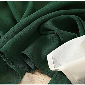 SHERWAY 2 Panels Chiffon Fabric Drapery Wedding Arch Drapes, Party Backdrop Curtain Panels, Ceremony Reception Swag Decoration (27 x 216 Inch, Hunter Green & Ivory)