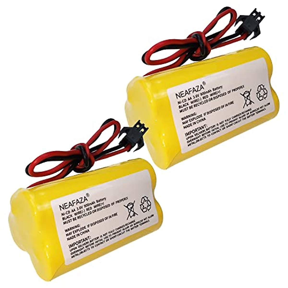 NEAFAZA 3.6V 900mAh NiCd Exit Sign Emergency Light Battery Replacement Compatible with Lithonia ELB B001 ELBB001 ELB-B001 Lithonia EU2 LED Interstate ANIC1566 Unitech 0253799(2 Pack)