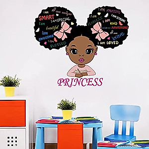 Black Girl Magic Inspirational Wall Decals Quote I'm Kind Princess Wall Sticker Pink Motivational Saying Positive Words Wall Stickers for Nursery Playroom Bedroom Living Room Wall Decor