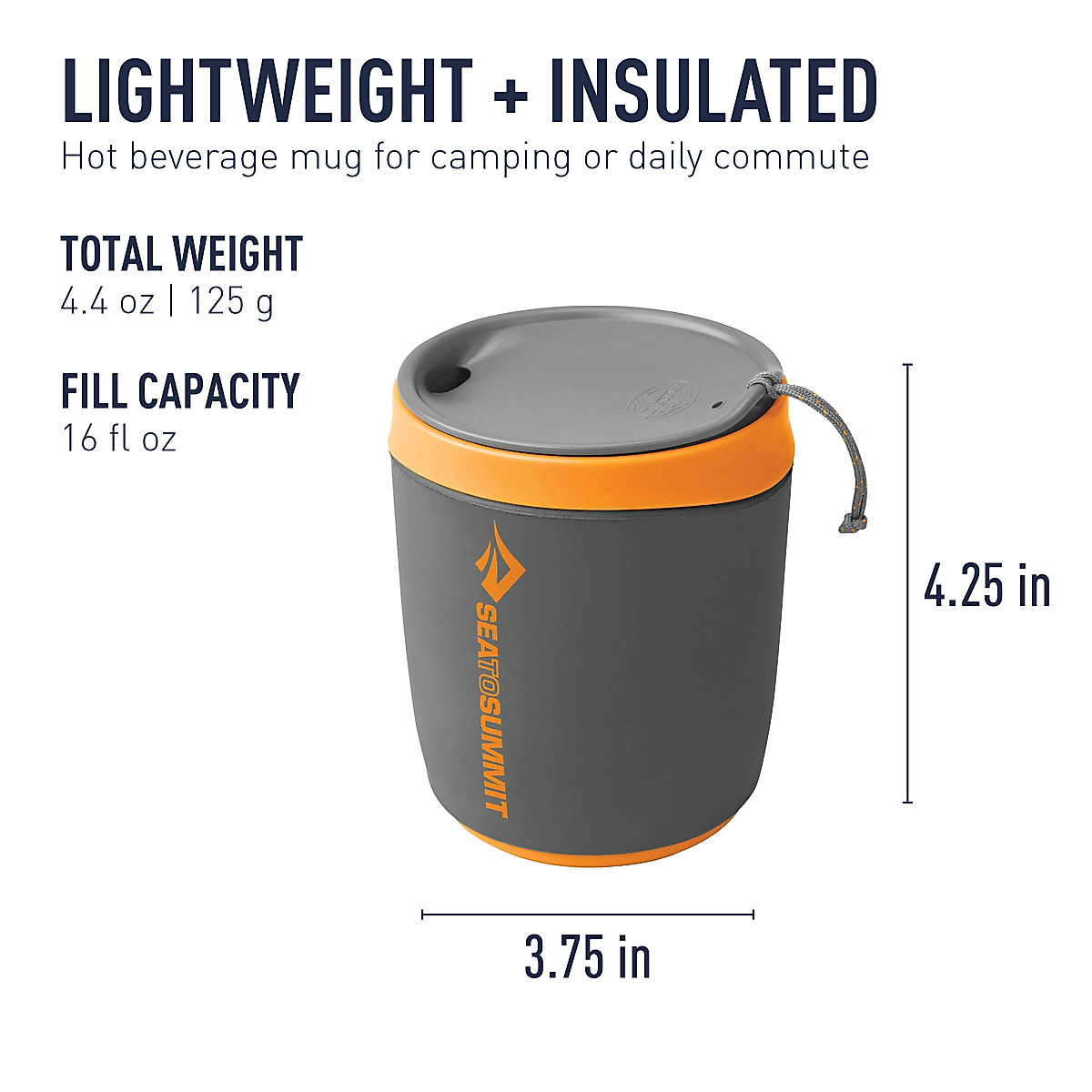 Sea to Summit Delta Insul-Mug Insulated Camping Cup, Pindan Orange