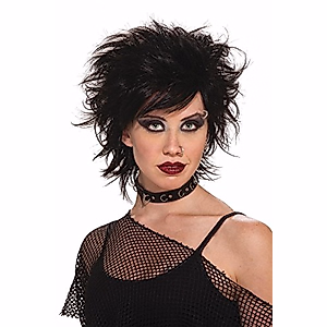 80's Punk Rock Vixen Black Costume Adult Wig