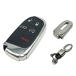 Soft TPU Key Fob Cover Case Fit for Jeep Compass Grand Cherokee Renegade Chrysler 200 300 Dodge Challenger Charger Durango Journey Fiat Accessories Remote Holder Skin Jacket Protector (Silver)