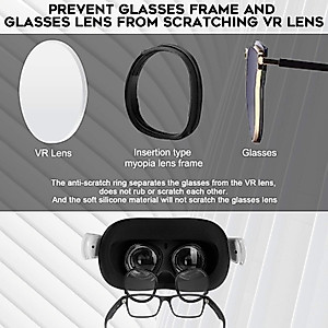 (1 Set) Seltureone Anti-Blue Light Lens Frame Compatible for Quest 2, Eyes Protective Glasses Accessories Set for Quest 2, with VR Lens Dust Proof Cover and Silicone Face Cover, Black