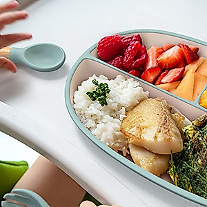 CAVEE Baby Led Weaning Utensils Infant First Stage BLW 6-12 Months Silicone Feeding Set (BPA-Free) with Suction Plate and Sippy Snack Cup 2-in-1 Easy-Clean Toddler Eating Essentials Infant