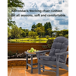 VOQNIS Indoor Outdoor Adirondack Chair Cushion, Patio Rocking Chairs Cushions, Waterproof Sun Protection (Grey)