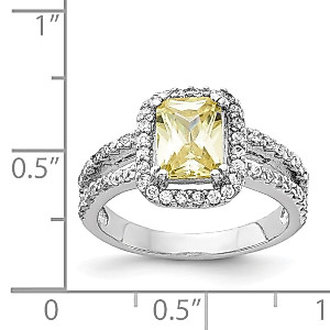 IceCarats 925 Sterling Silver Yellow Cushion-cut White Cubic Zirconia CZ Halo Round Statement Ring Size 7