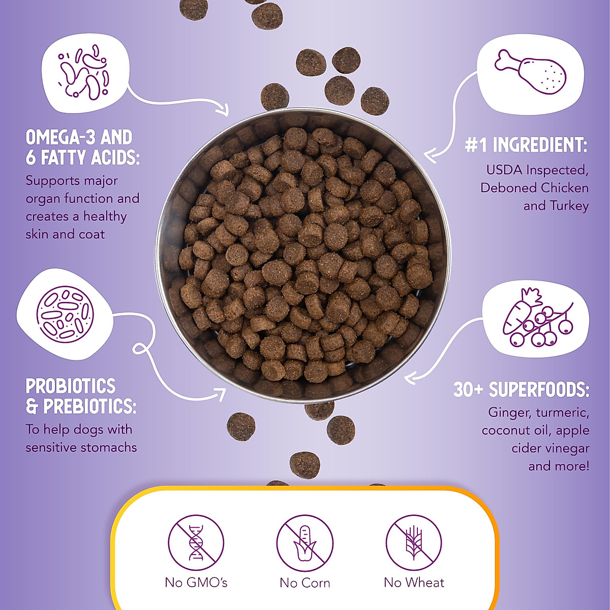 Health Extension Grain Free Chicken & Turkey Dry Dog Food (10 lb / 4.54 kg) - Whole Foods Ingredients Formula with a Blend of Turmeric & Antioxidants for All Life Stages Dogs