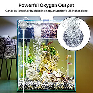 OIIBO Super Quiet Aquarium Air Pump, Powerful Fish Tank Air Bubbler for 0.5-20 Gallon Small Aquarium, 1.5W Energy Saving Mini Oxygen Aerator Pump with Air Pump Accessories