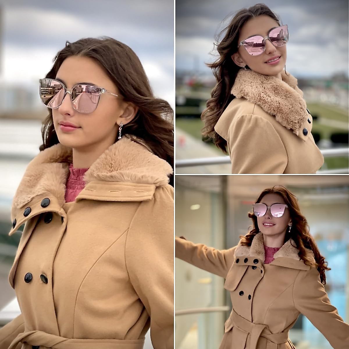 LVIOE Polarized Sunglasses for Women Modern Cute Cat Eye Style UV Protection LS1627s