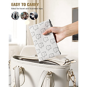 FERYES Cute Cat Silicone Makeup Bag for Travel, Cosmetics Bag for Makeup Brush & Essential Makeup Tools, Make Up Zipper Pouch Gifts for Women - White