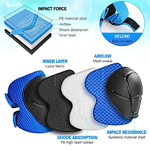 Kids Protective Gear Set Wemfg Knee Pads for Kids 3-8 Years Toddler Knee and Elbow Pads with Wrist Guards 3 in 1 for Skating Cycling Bike Rollerblading Scooter(Blue)