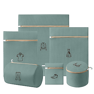 Mesh Laundry Bags, Reusable Clothing Washing Bags,Upgrade durable double layer thickened, Wash Bags for Washing Machine for Tops,Skirts, Trousers, Socks, Underwear, Bra (Green)