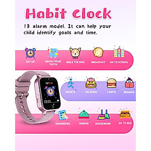 Dolwenqi Kids Smart Watches Gift for Girls 3-12 Year Old, 26 Puzzle Games Kids Watch with Habit Clock Music Player Torch Camera, HD Touchscreen Watches for Girls Gift Toys for Girls Ages 5 6 7 8 9 10
