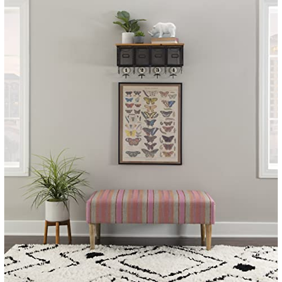 Linon Home Decor Products Pink Stripe Linon Yanni Bench