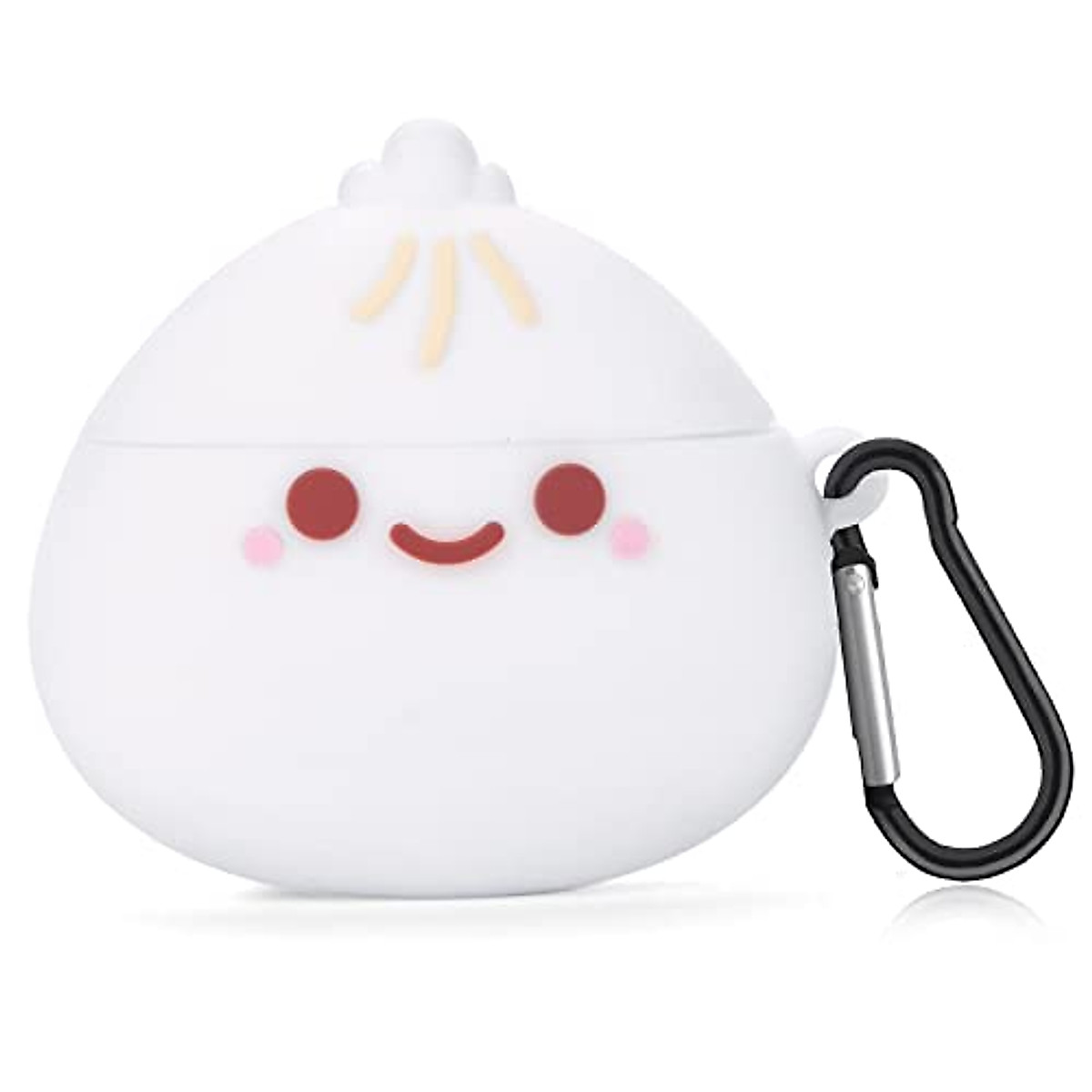 Cute AirPod Pro Case with Keychain Steamed Stuffed Bun Face Design Full Protective Silicone Cover Compatiable with AirPods Pro Case for Women and Kids