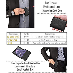 Outrip Genuine Leather Business Card Holder Name Card Case Credit Card Wallet with ID Window RFID Blocking (Black)