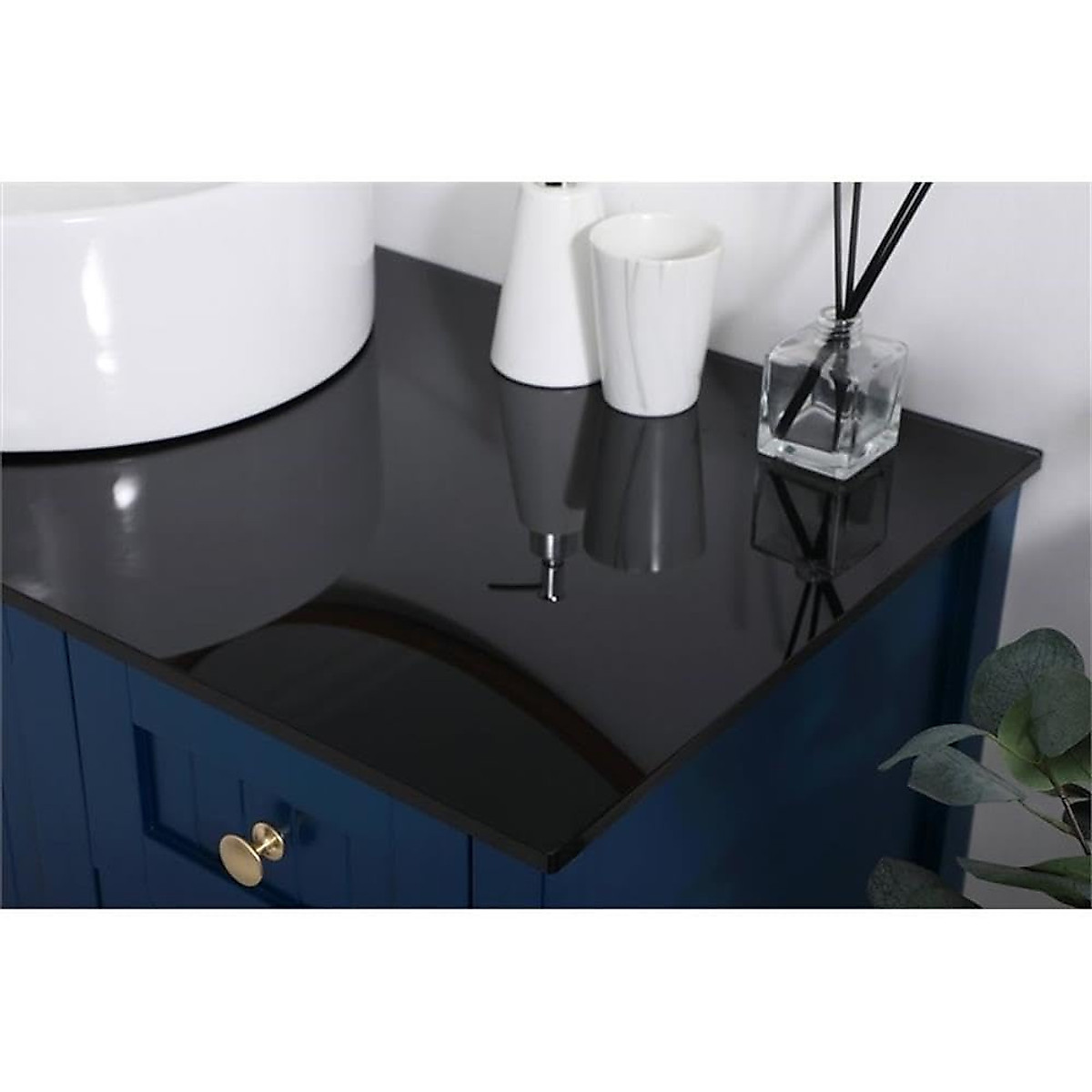 Elegant Kitchen and Bath 36 inch Vessel Sink Bathroom Vanity Cabinet - Blue