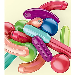 RITONS 64 PCS Magnetic Balls and Rods Building Sticks Blocks Set Vibrant Colors Different Sizes Curved Shapes Children Educational Stacking STEM Magnet Toys for Kids Age 3+