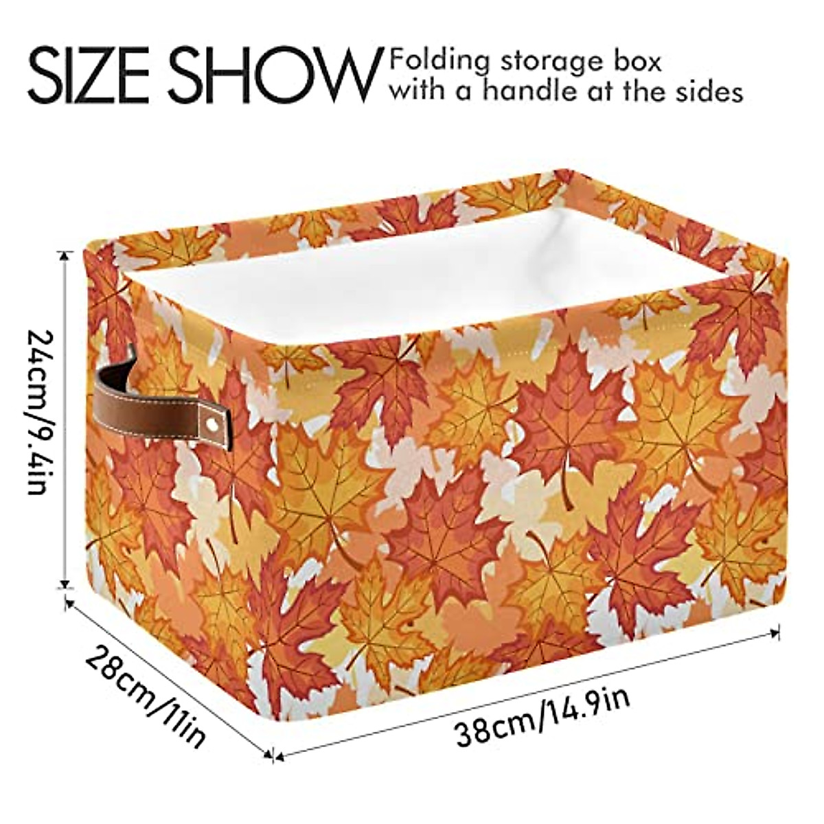 senya Thanksgiving Basket Fall Basket, Autumn Leaves Maple Leaf Foldable Fabric Collapsible Storage Bins Organizer Bag for Storage Toy Storage Pattern 12 One Size x1