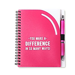 Cheersville Motivational Journal & Pen Gift Set - Pink Cover with Pen, Pen Loop, and Inner Pocket - Onboarding Teamwork Gifts
